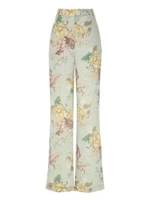 Zimmermann Floral Wide-leg Trousers - Nude