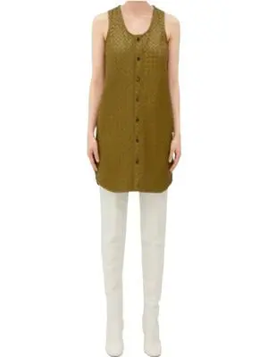 Bottega Veneta Intrecciato Leather Vest Dress - Limonite