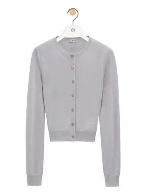 Loewe Draped Cardigan In Cashmere And Silk - Light Gray