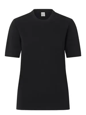 TOTEME Short Sleeve Fine Knit Top - Black