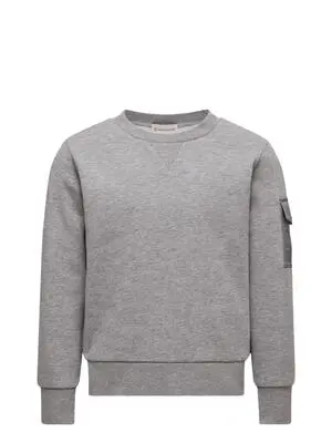 Moncler Cotton Sweatshirt With Pocket Detail - Grey