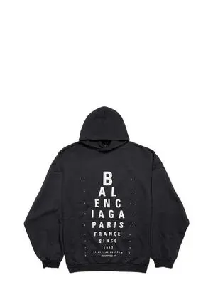 Balenciaga Optical Logo Printed Hoodie - Black