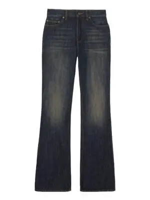 Burberry Logo Patch Flared Jeans - Mid Blue