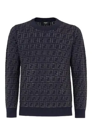 Fendi Allover Ff Jacquard Crewneck Jumper - Blue
