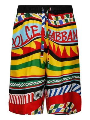 Dolce & Gabbana Carretto Print Drawstring Bermuda Shorts - Multicolor