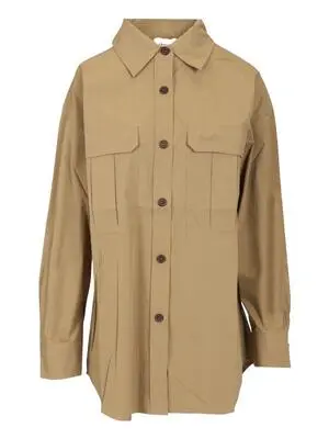 P.a.r.o.s.h Logo Embroidered Shirt - Nude
