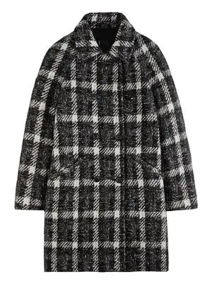 FAY Plaid Double-breasted Coat - Black