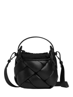Bottega Veneta Small Woven Leather Helmet Shoulder Bag - Black