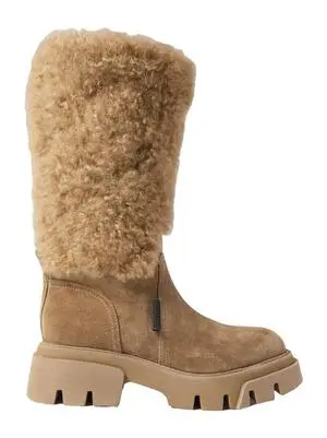 Brunello Cucinelli Suede Shearling Lined Boots - Brown
