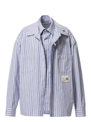 Mihara Yasuhiro Front Layered Stripe Shirt - Blue