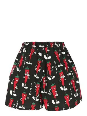 Junya Watanabe Graphic Print Elasticated Waistband Shorts - Black