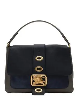 Burberry Small Rider Bag With Top Handle And Adjustable Shoulder Strap - Black
