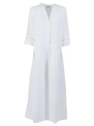 Peserico Pintuck V-neck Dress - White