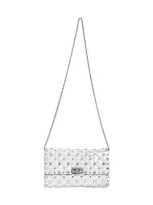 Valentino Garavani Rockstud Spike Foldover Top Shoulder Bag - Silver