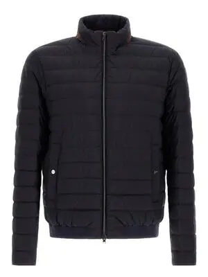 Herno Quilted Jacket With High Collar And Zip Fastening - Blue Navy Blue
