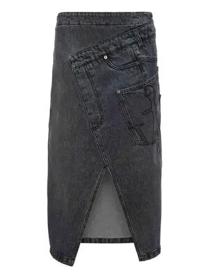 J.W.ANDERSON Jw Anderson Twisted Denim Midi Skirt - Grey
