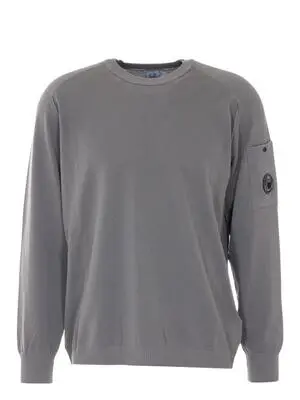 C.P. COMPANY Lens Sleeve Knitted Sweater - Gray