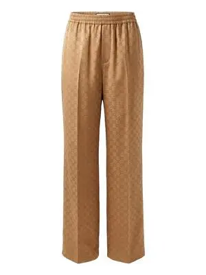 Gucci Gg Jacquard Elastic Waistband Pants - Camel