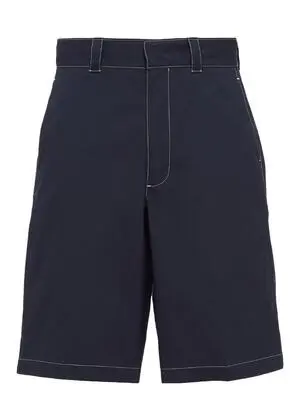 Prada Stretch Poplin Bermuda Shorts With Logo Detail - Black