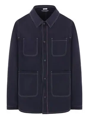 Thom Browne Contrast-stitching Shirt Jacket - Dark Blue