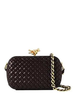 Bottega Veneta Knot Intrecciato Shoulder Bag - Brown