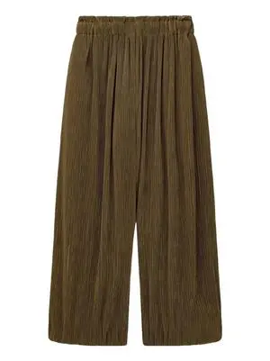 Emporio Armani Wide-leg Micro-pleated Trousers - Green