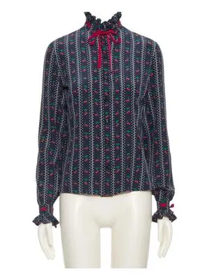 Valentino Garavani Crepe De Chine Cherryfic Print Shirt - Black
