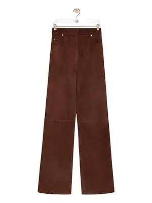 Loewe High Waisted Suede Trousers - Brown