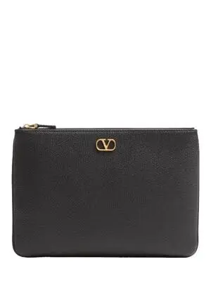 Valentino Garavani Vlogo Signature Zip-up Clutch Bag - Black