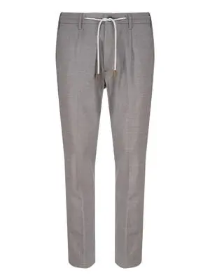 Eleventy Drawstring Pleated Tapered Leg Trousers - Gray