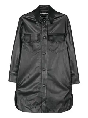 Stella McCartney Long-sleeved Leather Shirt Jacket - Black