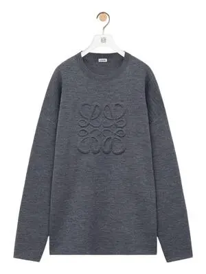 Loewe Anagram Embossed Crewneck Jumper - Light Mixed Gray