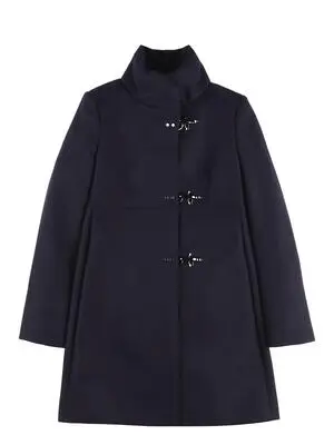 FAY High-neck Peacoat With Buckle Detail - Blue
