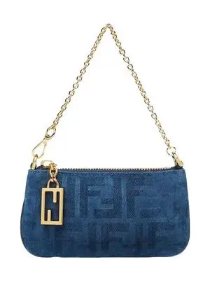 Fendi Baguette Ff Denim Mini Pouch - Blue