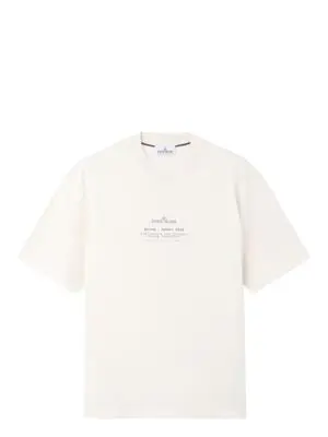 Stone Island Logo Printed Crewneck T-shirt - Ivory