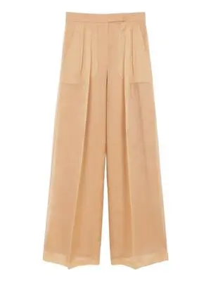 Max Mara Pleated Silk Organza Wide-leg Trousers - Camel
