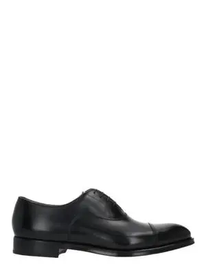 DOUCAL'S Round-toe Lace-up Leather Shoes - Black