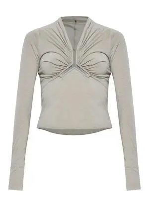 Rick Owens Geometric Neck Pleated Top - Grey