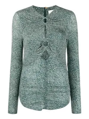 Isabel Marant Étoile Animal-print Cut-out Long-sleeve Top - Gray