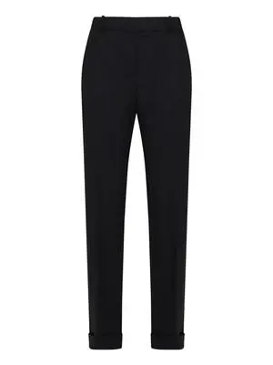 P.a.r.o.s.h Medium And High Waist Slim-fitting Straight Pants - Black