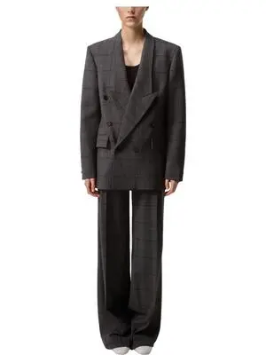 Coperni Double-breasted Tailored Jacket With Notch Lapel And Buckle Detail - Grey