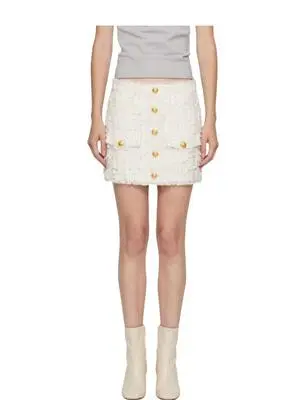 MARISSA CHIARA Button Detail Skirt - White