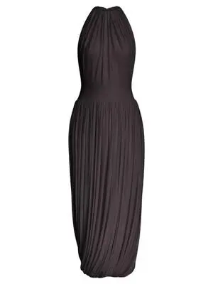 Alaïa Alaia Halterneck Sleeveless Draped Midi Dress Black