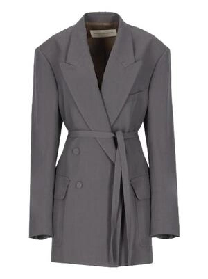 Dries Van Noten Double-breasted Belted Blazer - Grey