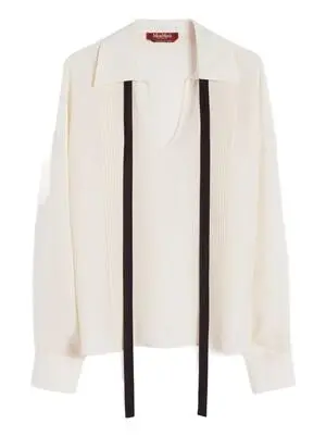 Max Mara Pintuck Tie-neck Blouse - Beige
