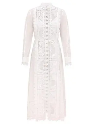 Zimmermann Midi Aster Embroidered Dress - Ivory