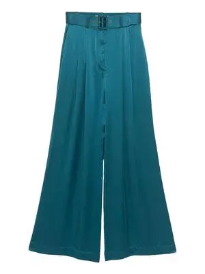 Zimmermann Pleated Wide-leg Trousers With Removable Belt - Blue