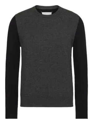 MAISON MARGIELA Two-tone Crewneck Jumper With Ribbed Details - Grey