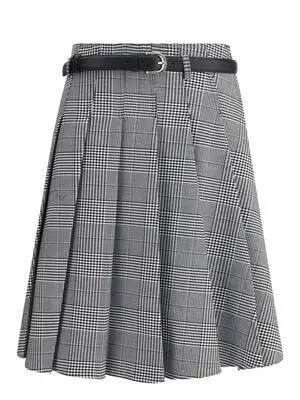 SELF-PORTRAIT Self-Portrait Prince Of Wales Check Pleated Midi Skirt Gray