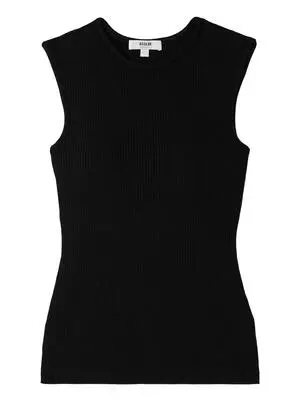 AGOLDE Ribbed Crewneck Sleeveless Tank - Black